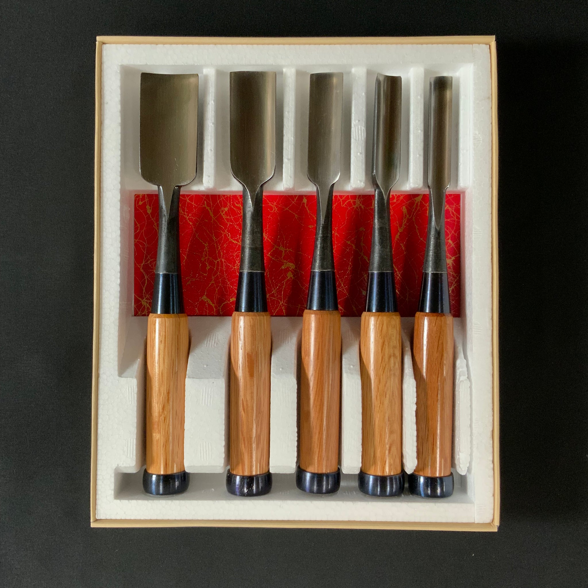 Toshikuni Uchi maru Round chisels set with white steel 利国 内丸組鑿 5本組 Uch
