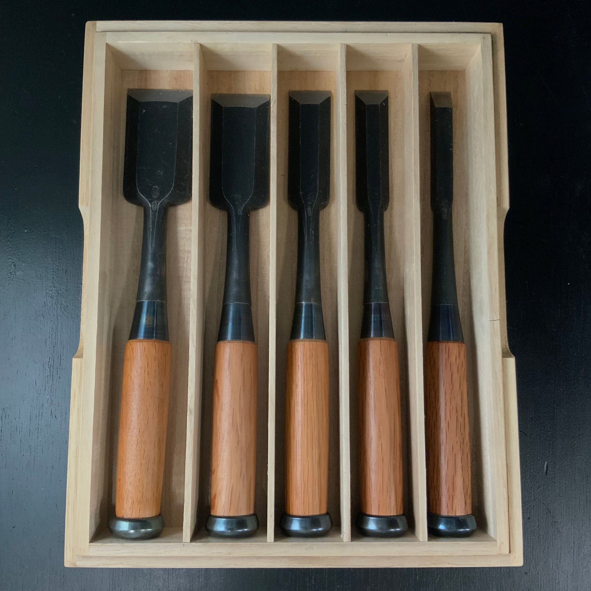 Sukemaru Timber chisels set by Usui Yoshio with Red oak handle 四代助丸 碓氷