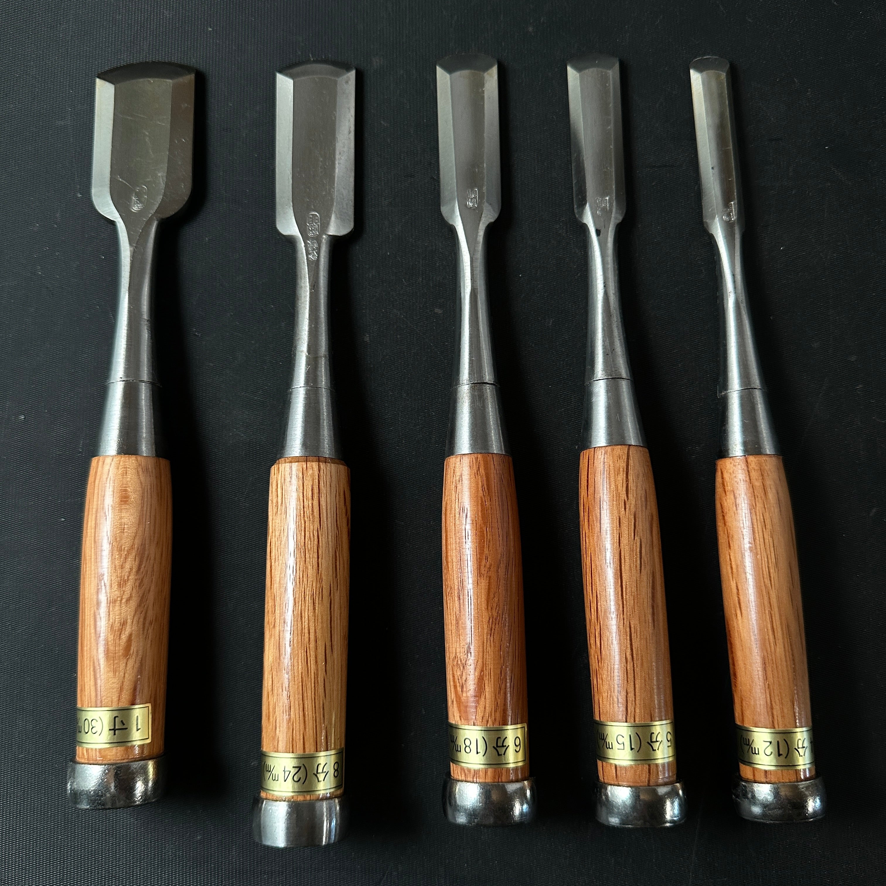 Kuniaki Soto maru chisels 5-piece set with white steel 掘出し物 國明 外丸組鑿 5本 ...