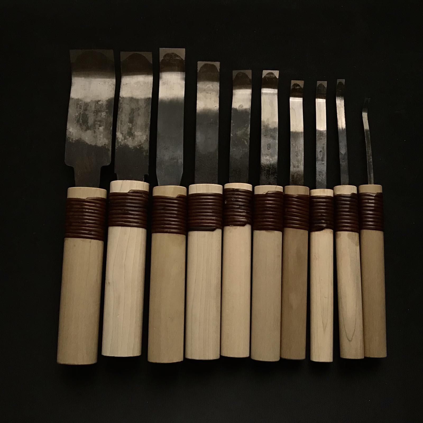 Old stock Spoon (flat blade) Carving chisels set with Blue steel 掘出し物